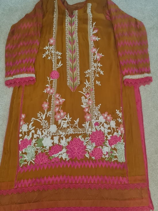 khaadi khaas | Dresses | Embroidered Rustpink Khaadi Khaas Pure Crinkle ...